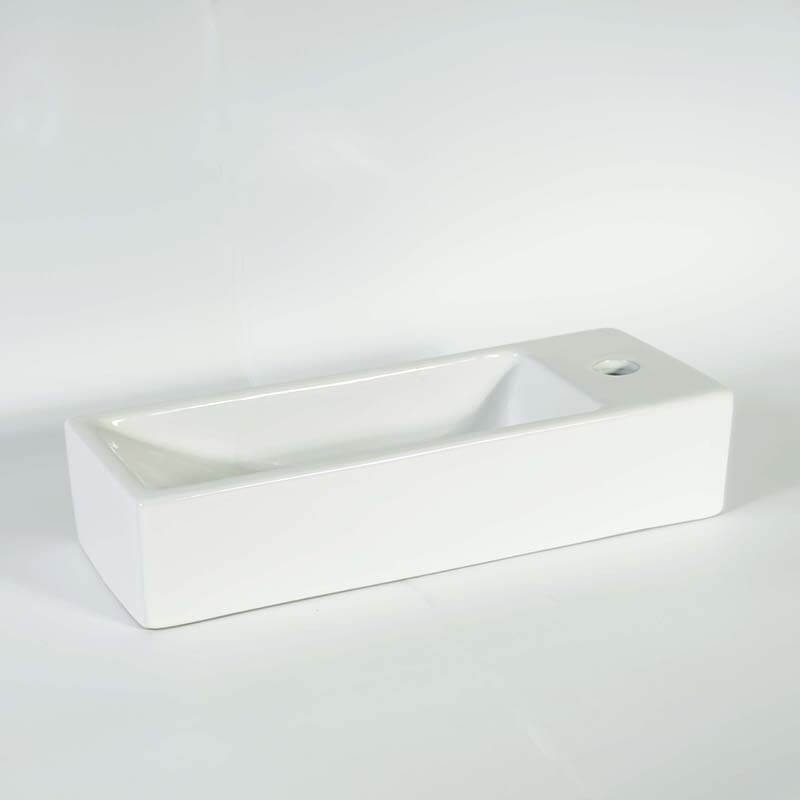 Hand wash rectangle ceramic white 38x15 cm Minimalist